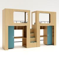 China Customizable Colorful Wood Children Bunk Bed for Kindergarten - 4600x900x2400mm with 5cm Mattress for sale