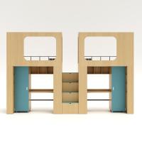 China Customizable Colorful Wood Children Bunk Bed for Kindergarten - 4600x900x2400mm with 5cm Mattress for sale