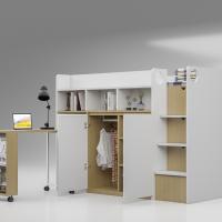 China Twin Wooden Loft Bed with Wardrobe 2000 x 1200 x 2120mm - High School Furniture with Custom Options for sale