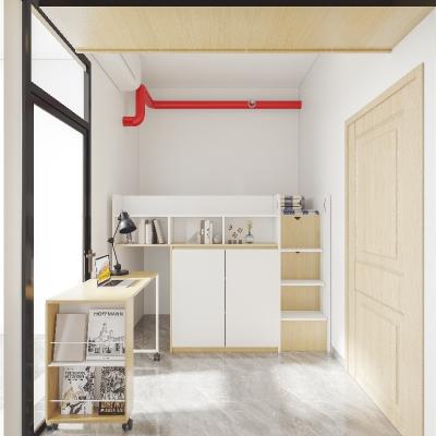 China Twin Wooden Loft Bed with Wardrobe 2000 x 1200 x 2120mm - High School Furniture with Custom Options for sale