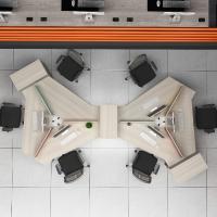 China Modern 4-Person Office Workstation Desk with Metal Legs - 3600×1200×1050mm or 4200×1400×1050mm Sizes, 450lb Capacity for sale