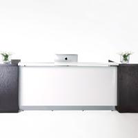 China Modern Silver & White Marble Top Reception Desk - Custom Sizes Available with ISO9001 Certification for sale