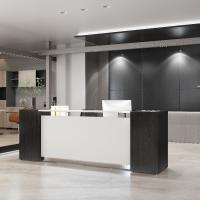 China Modern Silver & White Marble Top Reception Desk - Custom Sizes Available with ISO9001 Certification for sale