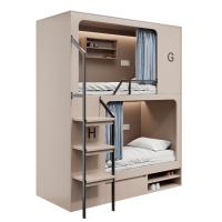 China Modern Wooden Bunk Bed with Shoe Troughs 2000x900x2400mm Grey/Silver for Hostels & Apartments for sale