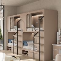 China Modern Wooden Bunk Bed with Shoe Troughs 2000x900x2400mm Grey/Silver for Hostels & Apartments for sale