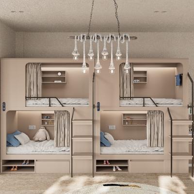 China Modern Wooden Bunk Bed with Shoe Troughs 2000x900x2400mm Grey/Silver for Hostels & Apartments for sale