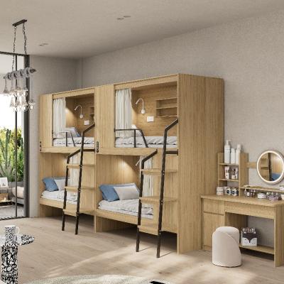 China Hostel-Ready Wooden Bunk Bed with Steel Stairs 2000x900x2400mm and 5cm Mattress Support for sale