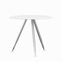 China Modern Office Furniture Table with White Countertop and Metal Steel Legs - 850mm Diameter, 750mm Height for sale