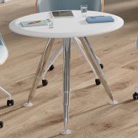 China Modern Office Furniture Table with White Countertop and Metal Steel Legs - 850mm Diameter, 750mm Height for sale