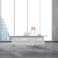 China Modern Executive Office Desk 1800-2200mm Width with Metal Frame 450lb Capacity Snow White Finish for sale