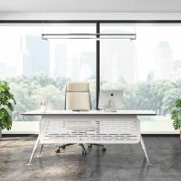China Modern Executive Office Desk 1800-2200mm Width with Metal Frame 450lb Capacity Snow White Finish for sale