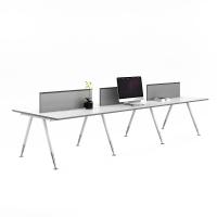China Modern 4-Person Office Workstation Table with Metal Legs - 1800-2200mm Width, 450lb Capacity, White Finish for sale