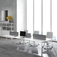 China Modern 4-Person Office Workstation Table with Metal Legs - 1800-2200mm Width, 450lb Capacity, White Finish for sale