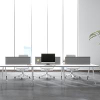 China Modern 4-Person Office Workstation Table with Metal Legs - 1800-2200mm Width, 450lb Capacity, White Finish for sale