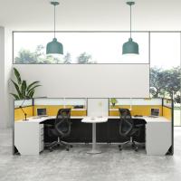 China Modern 4 Person Executive Workstation Table 2450x2100mm with Metal Leg Support 450lb Capacity for sale