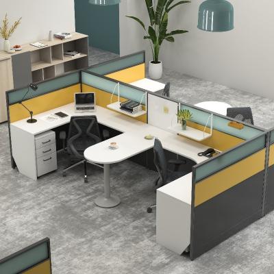 China Modern 4 Person Executive Workstation Table 2450x2100mm with Metal Leg Support 450lb Capacity for sale