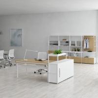 China Modern 4-Person Office Workstation Desk 1600x1460mm with 450lb Capacity and Storage Cabinet for sale