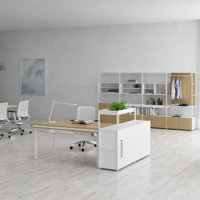 China Modern 4-Person Office Workstation Desk 1600x1460mm with 450lb Capacity and Storage Cabinet for sale