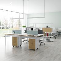 China Modern 4-Person Office Workstation Desk 2400x1200mm with Movable Cabinet and 450lb Load Capacity for sale