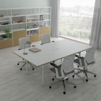 China Customizable Snow White Conference Table with E0 MFC Material and White Steel Feet - 3-Year Warranty for sale