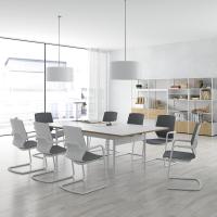 China Customizable Snow White Conference Table with E0 MFC Material and White Steel Feet - 3-Year Warranty for sale