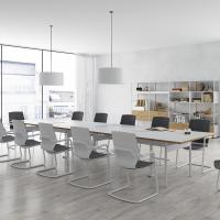China Customizable Snow White Conference Table with E0 MFC Material and White Steel Feet - 3-Year Warranty for sale