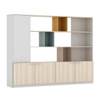 China Nordic Oak File Cabinet with Upper Display - 2000/2400mm Width x 1800mm Height MFC Storage Unit for sale