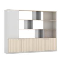 China Nordic Oak File Cabinet with Upper Display - 2000/2400mm Width x 1800mm Height MFC Storage Unit for sale