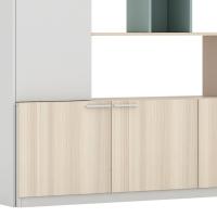 China Nordic Oak File Cabinet with Upper Display - 2000/2400mm Width x 1800mm Height MFC Storage Unit for sale