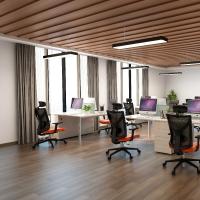 China Modern 4-Person Office Workstation Desk 2800×2300×1005mm with Storage Cabinet and 450lb Capacity for sale