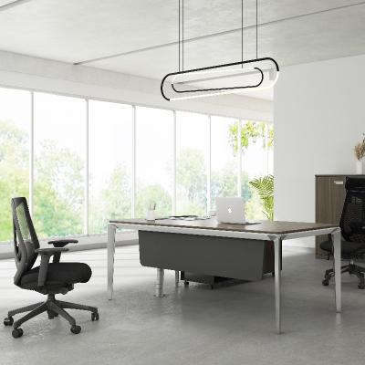 China Modern 4-Person Office Workstation Table with Front Privacy Baffle - 450lb Capacity, 2000/1800/1600mm Width Options for sale