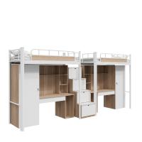 China Full Size Black Metal Bunk Bed with Storage Ladder & Cabinets - 4600x900x2100mm, 5cm Mattress for sale