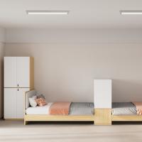 China Support customization Practical And Secluded Apartment Bed With Comfortable Leather Backrest And Shelf Dividers for sale