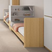 China Support customization Practical And Secluded Apartment Bed With Comfortable Leather Backrest And Shelf Dividers for sale