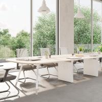 China Modern Office Conference Table with Wooden Top and White Powder-Coated Steel Support - Custom Sizes Available for sale