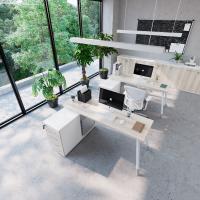 China Modern 4-Person L-Shaped Office Workstation Desk with Storage Cabinet - 2200mm Width, 450lb Capacity for sale