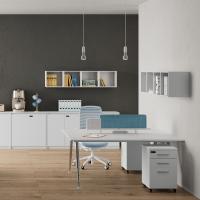 China 4 Person Modern Office Desk with Storage Cabinet 2400x1180x1050mm Customizable for sale