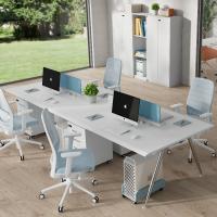 China 4 Person Modern Office Desk with Storage Cabinet 2400x1180x1050mm Customizable for sale