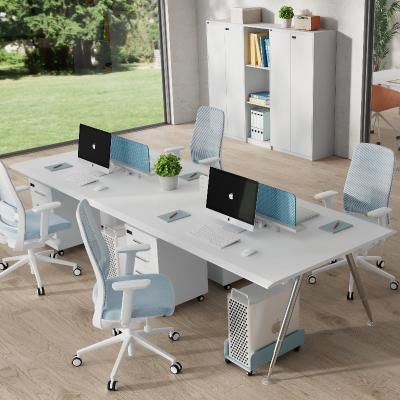 China 4 Person Modern Office Desk with Storage Cabinet 2400x1180x1050mm Customizable for sale