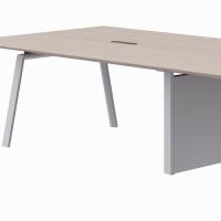 China Custom Large Conference Table 50mm Thickness with Integrated Power Outlets and Cable Management Box for sale