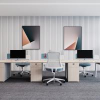 China Modern 4 Person Office Workstation Desk 2400x1200x1050 mm with Filing Cabinet and Screen for sale