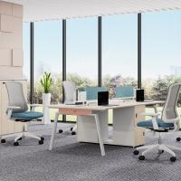 China Customizable 4 Person Office Desk with File Cabinet Lock 2400x1200mm for sale