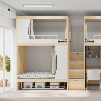 China Modern Bunk Bed with Cabinet for Dormitories 4600x900x2400mm with 12mm Splints and 5cm Mattress Support for sale
