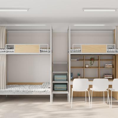 China Modern Metal Bunk Bed with Desk 4600x900x2400mm High Stability Furniture with OEM Customization for sale