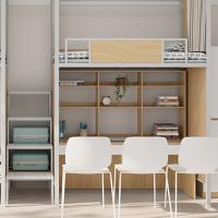 China Modern Metal Bunk Bed with Desk 4600x900x2400mm High Stability Furniture with OEM Customization for sale