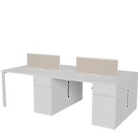 China Modern 4-Person L-Shaped Office Desk with Filing Cabinet - 1400x1400mm, 450lb Capacity for sale