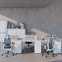 China Modern 4-Person L-Shaped Office Desk with Filing Cabinet - 1400x1400mm, 450lb Capacity for sale
