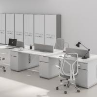 China Modern 4-Person Office Desk with 450lb Capacity, 1200×1200mm Workspace and Storage Cabinets for sale