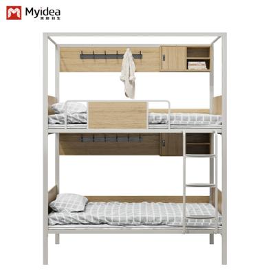 China Student Dormitory Double Decker Iron Frame Bunk Bed 2000x900x2400mm with 12mm Slats for sale