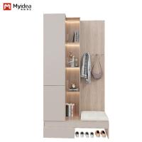 China Shoe Cabinet Bookcase with Lamp Belt Design One-piece Wardrobe 1600x550x2000mm Custom for sale